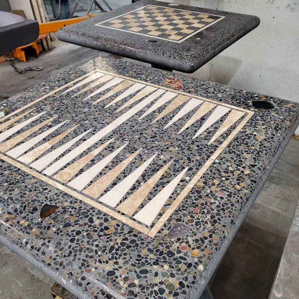 Stone Age Concrete Outdoor Backgammon Table — Outdoor Workout Supply