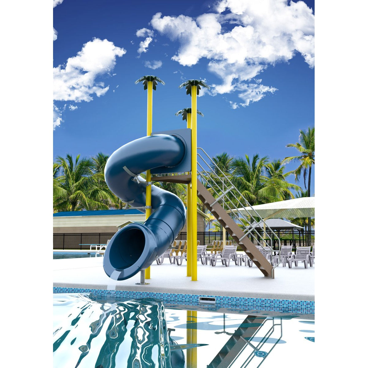 Spectrum Aquatics- Single Flume 360° Triangle Deck — Outdoor Workout Supply